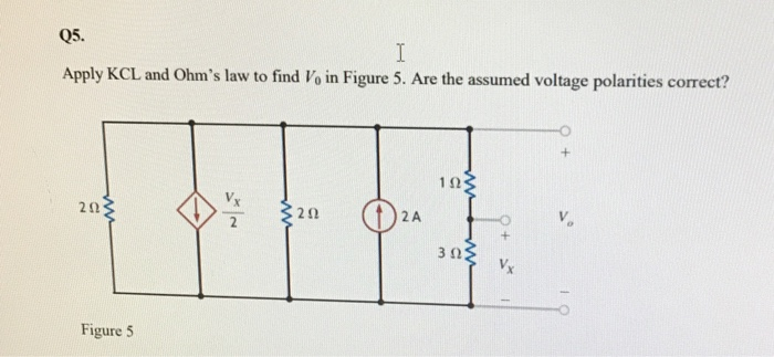 Solved Q5. I Apply KCL and Ohm's law to find Vo in Figure 5. | Chegg.com