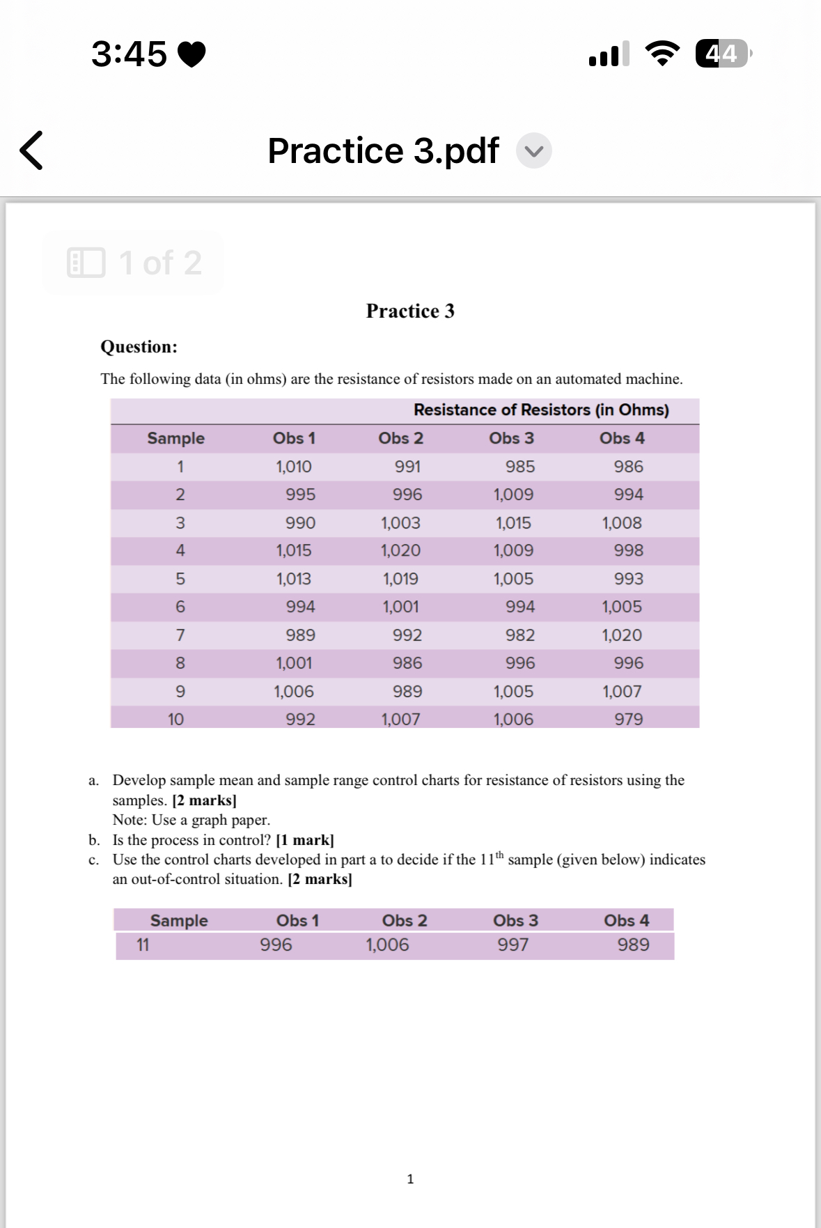 Solved 3:45Practice 3.pdfPractice 3Question:The following | Chegg.com
