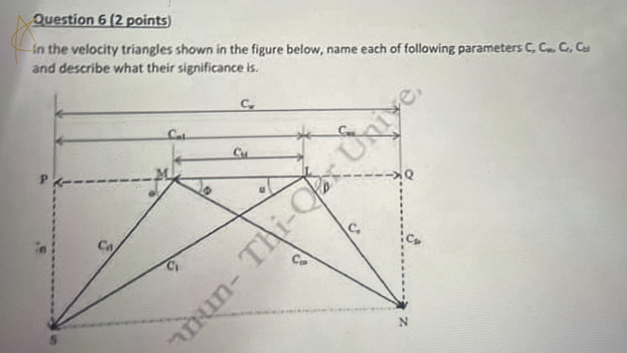 Question 6 (2 ﻿points)in the velocity triangles shown | Chegg.com