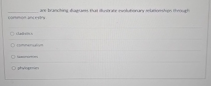 Solved are branching diagrams that illustrate evolutionary | Chegg.com