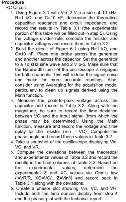 EXPERIMENT 3 Series R, L, C Circuits Objective • This | Chegg.com