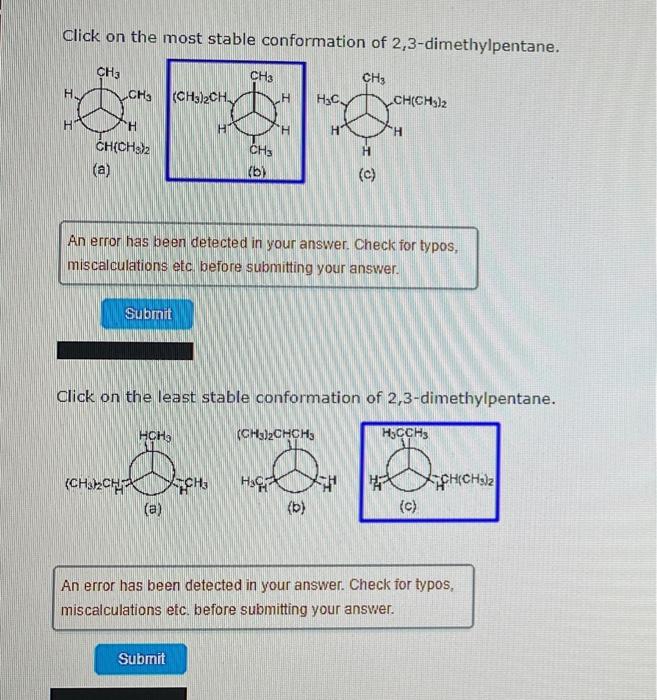 Solved Click on the most stable conformation of | Chegg.com