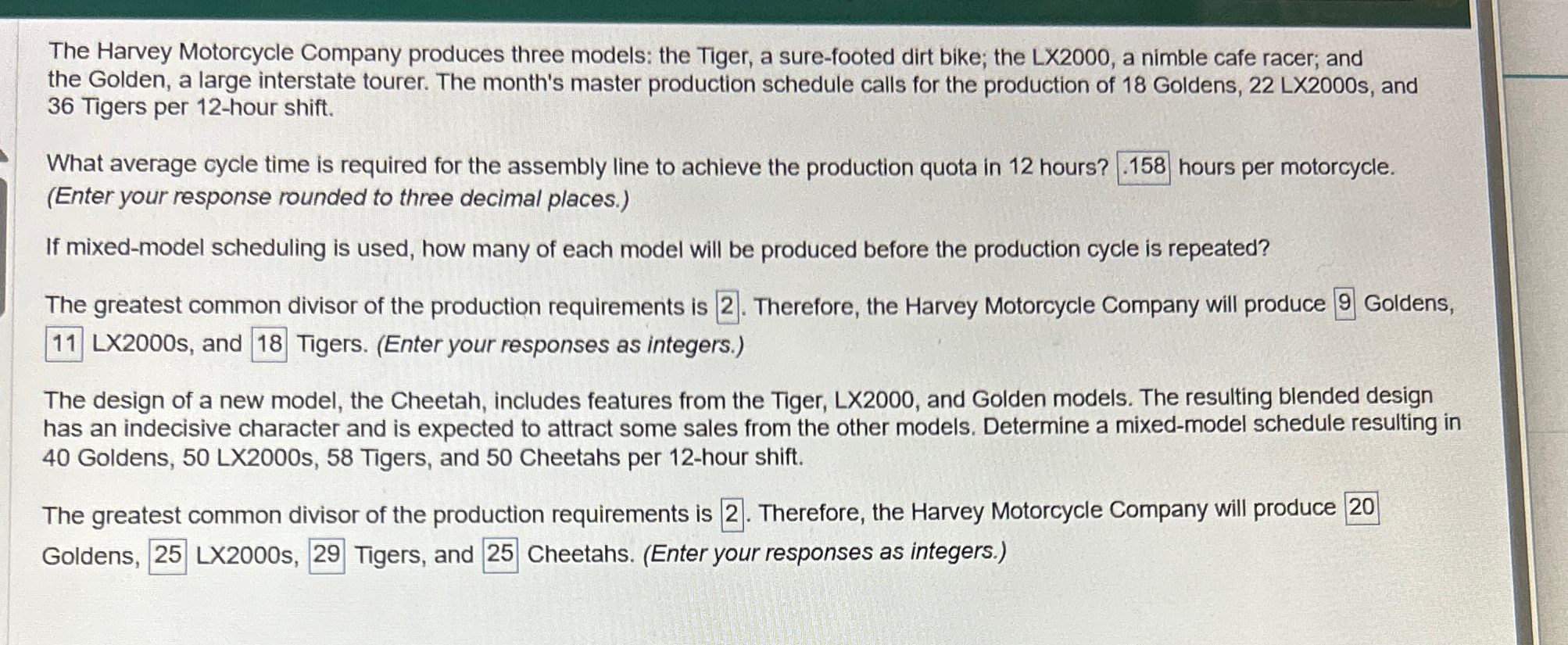 Solved The Harvey Motorcycle Company produces three models: | Chegg.com