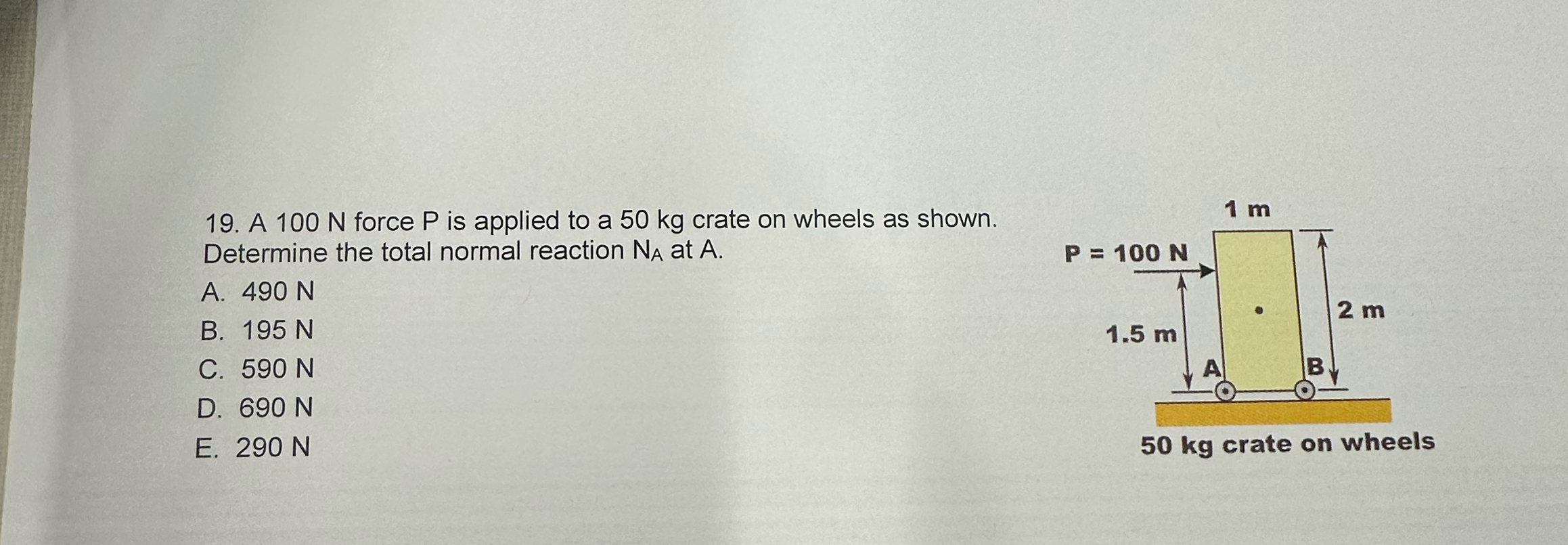 Solved A 100N ﻿force P ﻿is applied to a 50kg ﻿crate on | Chegg.com