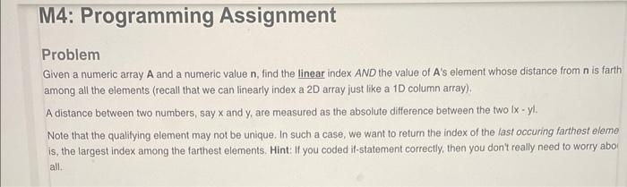 Solved Problem Given a numeric array A and a numeric value | Chegg.com