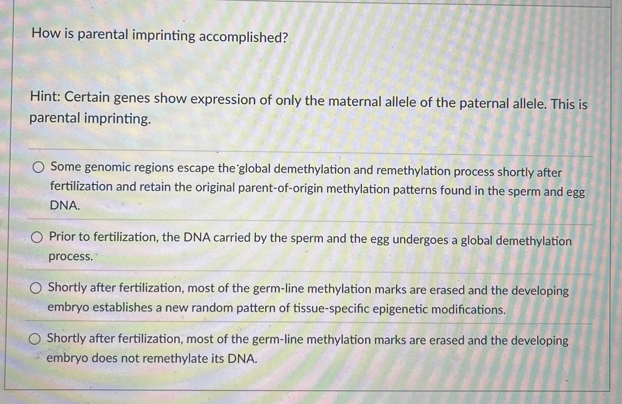 Solved How is parental imprinting accomplished?Hint: Certain | Chegg.com