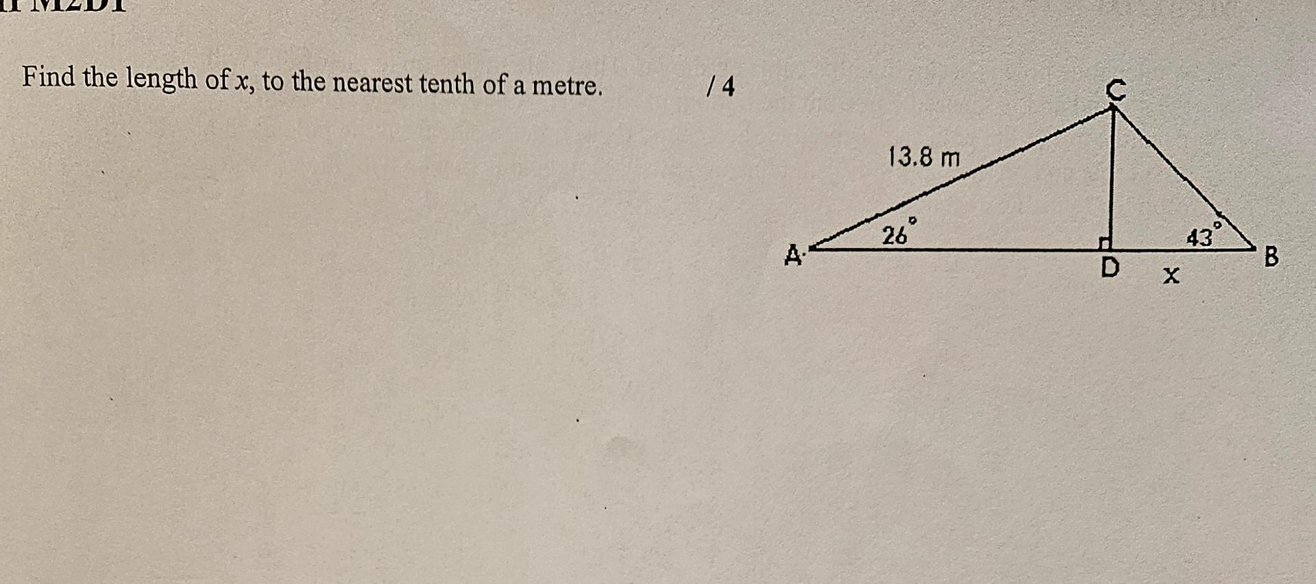 Solved Find the length of x, ﻿to the nearest tenth of a | Chegg.com