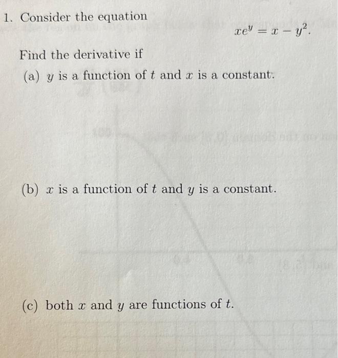 Solved xey=x−y2 Find the derivative if (a) y is a function | Chegg.com