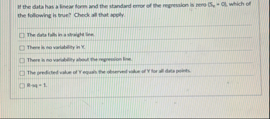 Solved If the data has a linear form and the standard error | Chegg.com