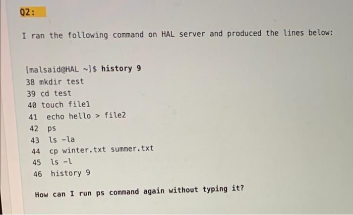 Solved Q2: I ran the following command on HAL server and | Chegg.com