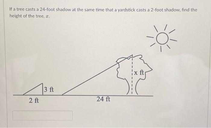 Solved If a tree casts a 24-foot shadow at the same time | Chegg.com