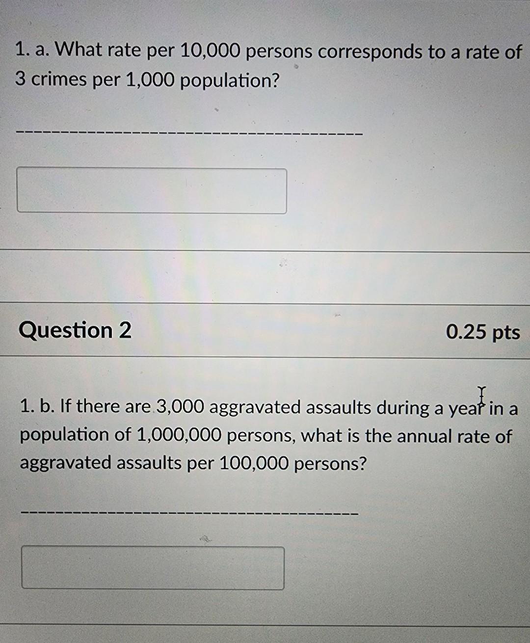 1. a. What rate per 10,000 persons corresponds to a | Chegg.com