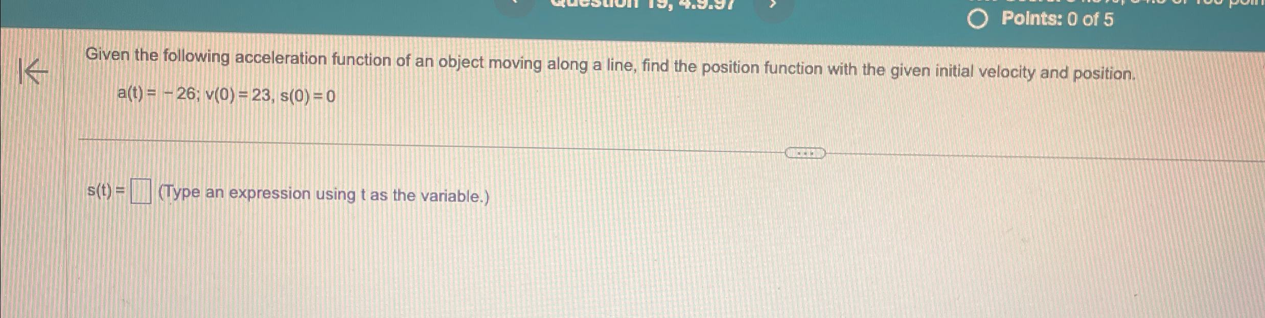 Solved Given the following acceleration function of an | Chegg.com Solved Given the following acceleration function of an | Chegg.com