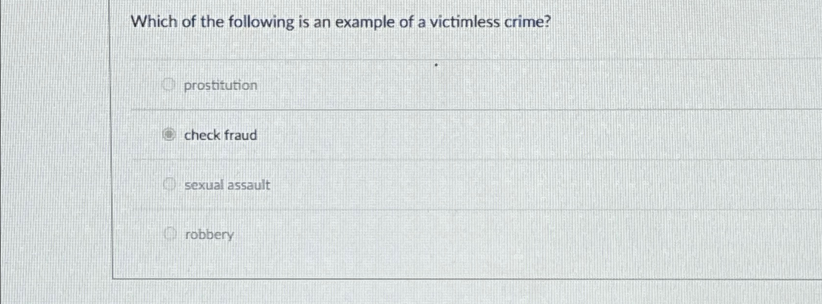 Solved Which of the following is an example of a victimless | Chegg.com