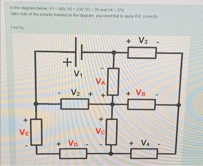 Solved In the diagram below. V1 = 48V V2 =23V, V3 = 3V and | Chegg.com
