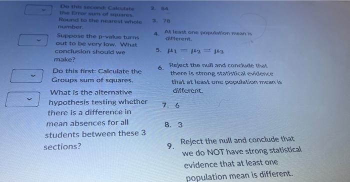 Solved 1. μ1 =μ2 =μ3the Error sum of squares. Round to the | Chegg.com