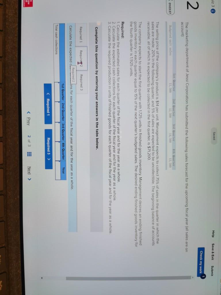 Solved Saved Help Save & Exit Submit Check my work The | Chegg.com