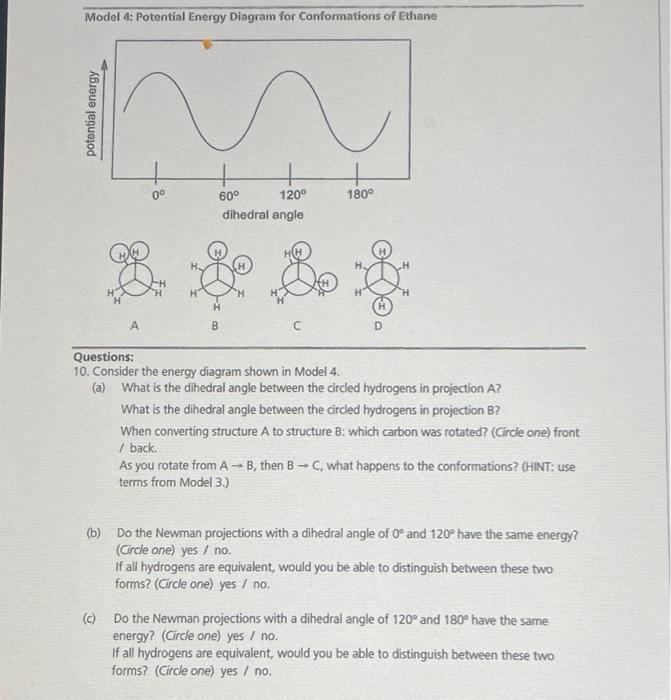 Solved Model 2: Conformations of Echane Questions: 3. In the | Chegg.com
