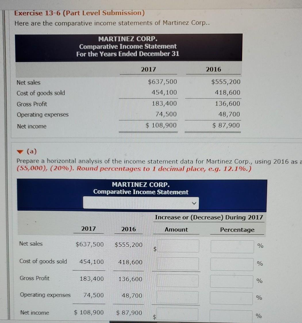 Solved Exercise 13-6 (Part Level Submission) Here are the | Chegg.com