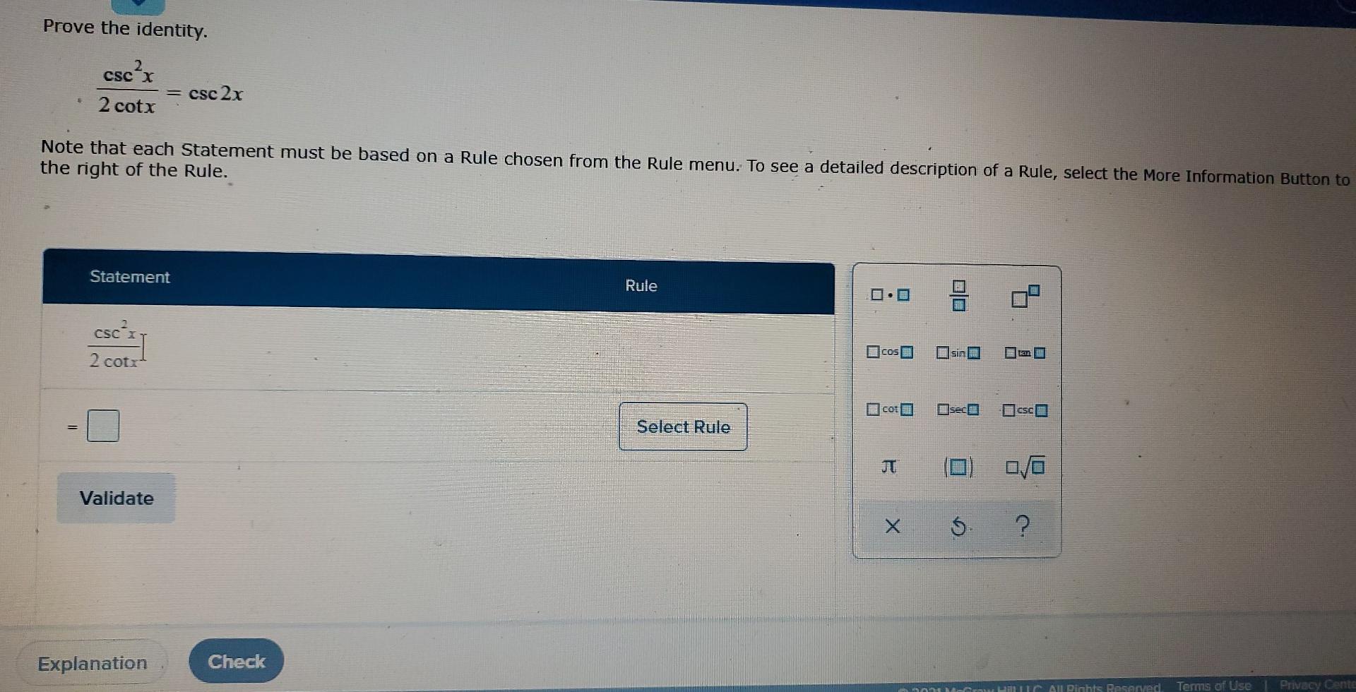 Solved Prove the identity. . csc? = csc 2x 2 cotx Note that | Chegg.com