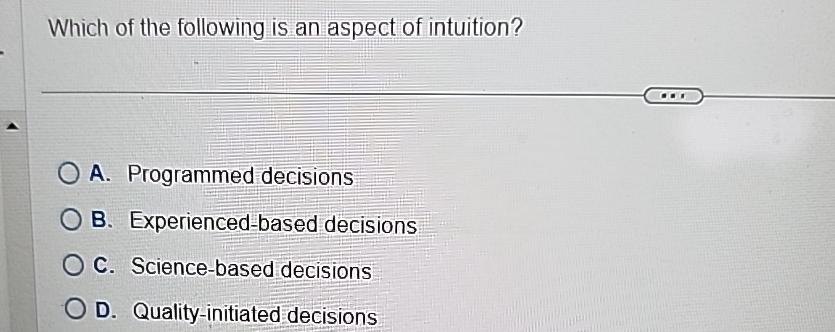 Solved Which of the following is an aspect of intuition?A. | Chegg.com