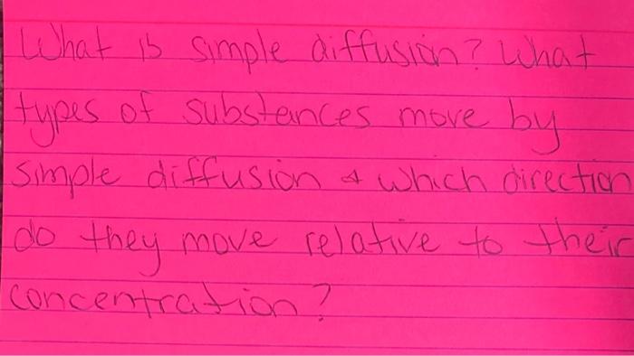 Solved What is simple diffusion? What types of substances | Chegg.com