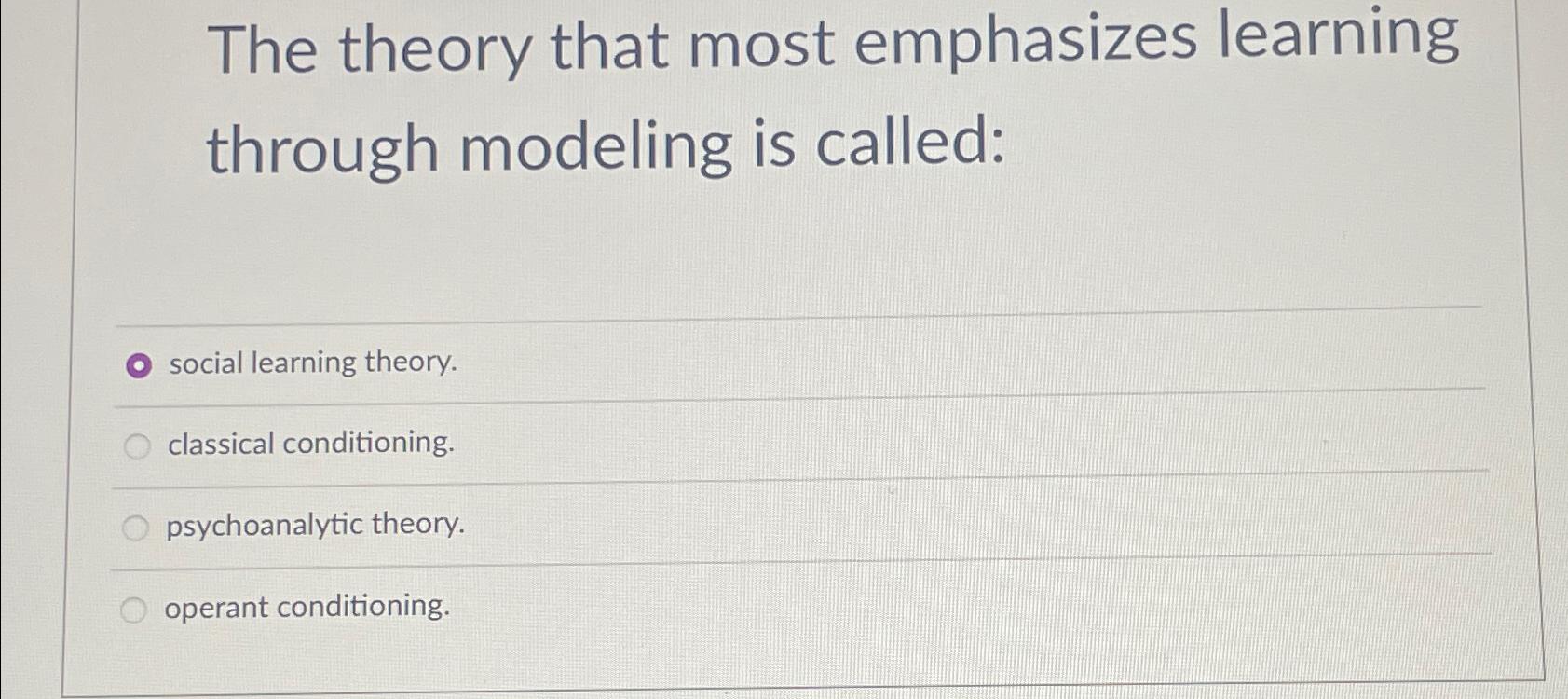 Solved The theory that most emphasizes learning through | Chegg.com