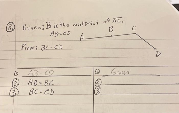 Solved (80) & Given Bis the midpoint of AC, AB=CD B A- | Chegg.com