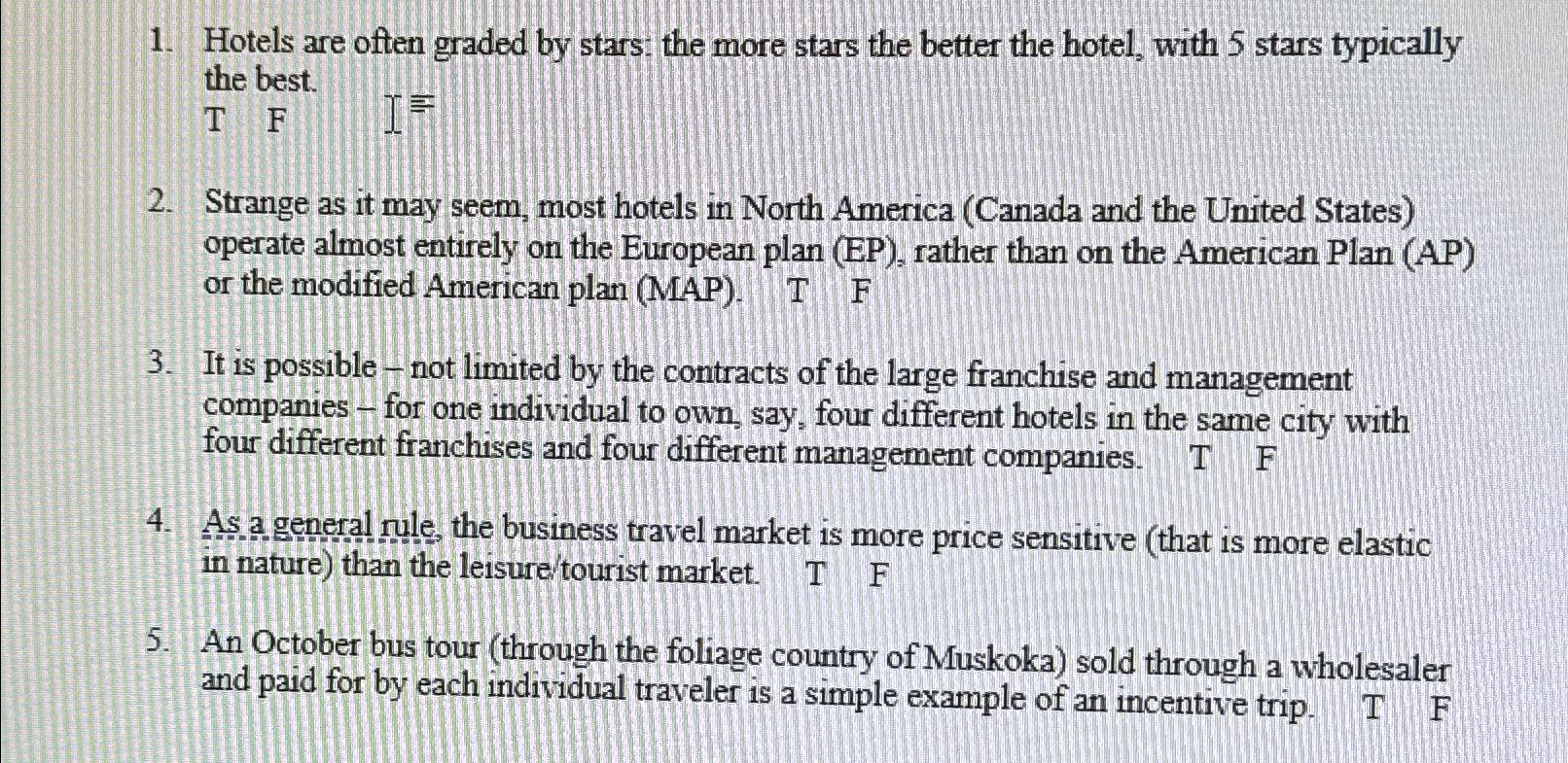 Solved Hotels are often graded by stars: the more stars the | Chegg.com