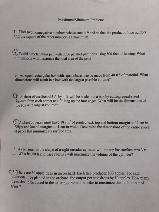 Solved Maximum/Minimum Problems 1. Find two nonnegative | Chegg.com
