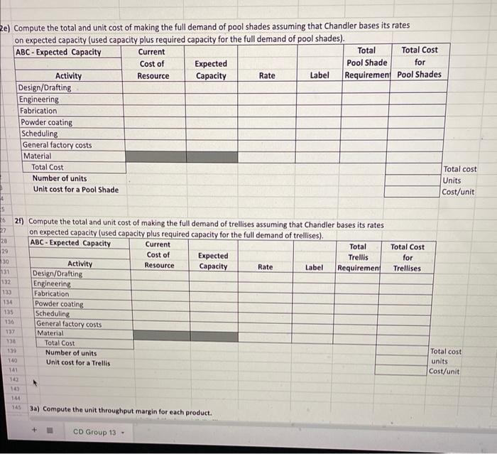 Compute the target cost for the two proposed | Chegg.com
