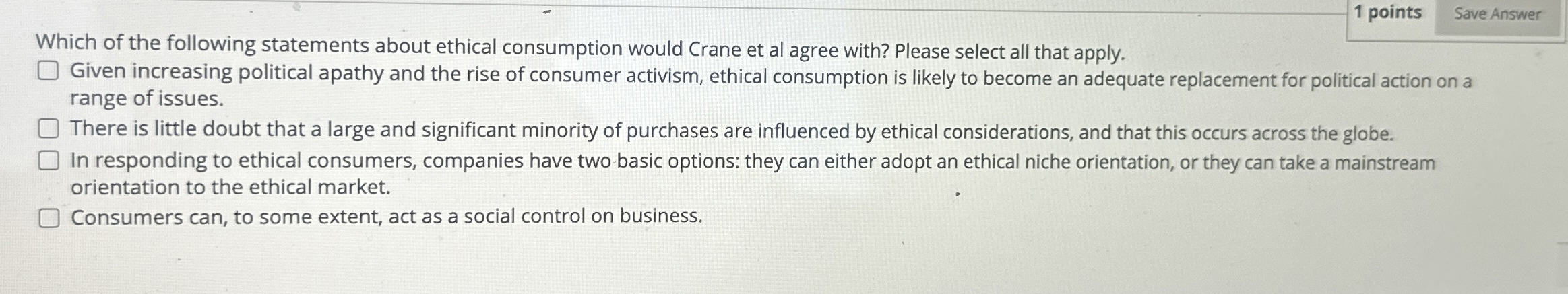 Solved 1 ﻿pointsWhich of the following statements about | Chegg.com