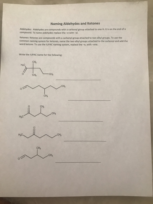 Solved Naming Aldehydes and Ketones Aldehydes: Aldehydes are | Chegg.com
