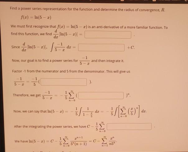 Solved Find a power series representation for the function | Chegg.com