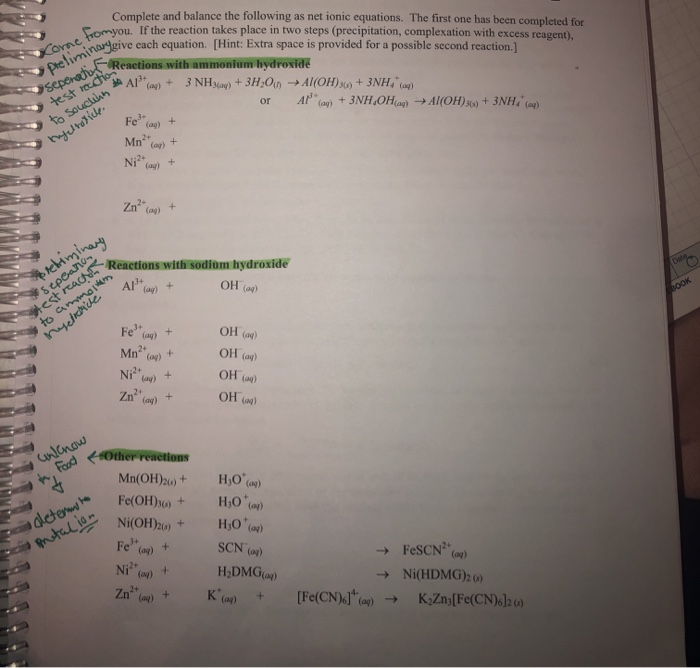 Solved Complete and balance the following as net ionic | Chegg.com
