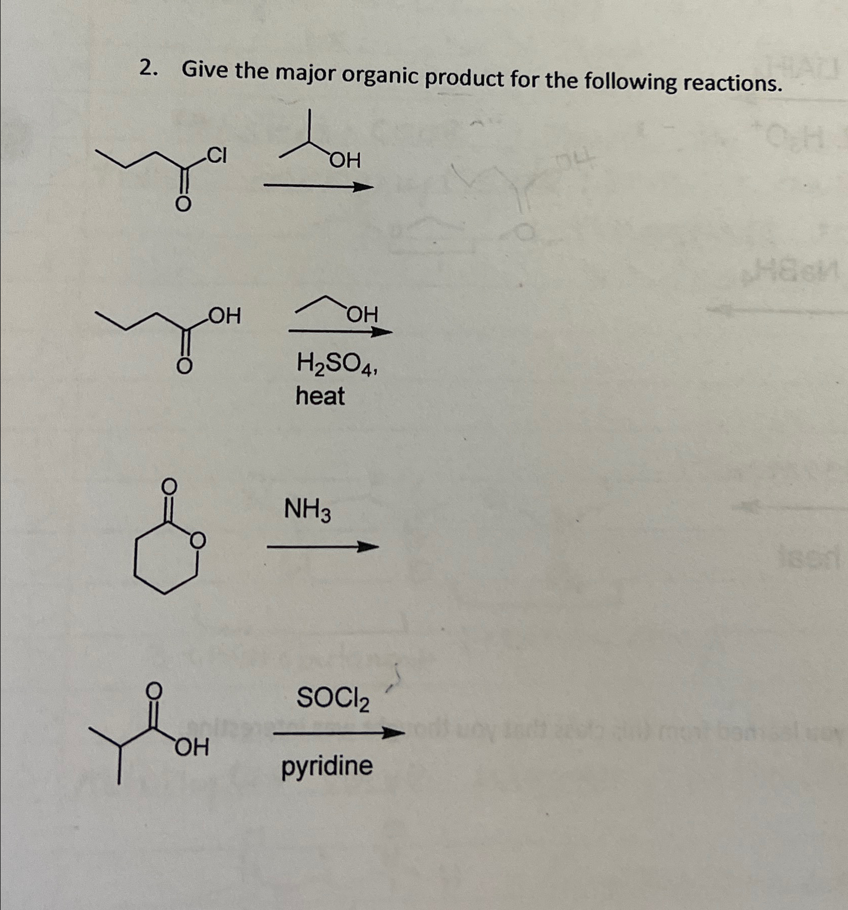 Solved Give the major organic product for the following | Chegg.com