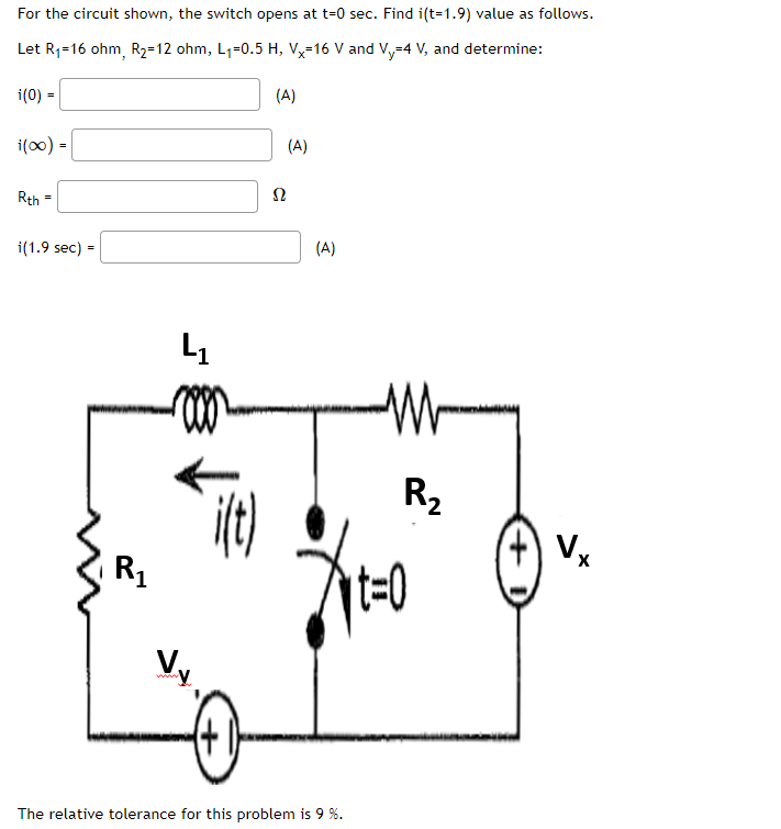 Solved For the circuit shown, the switch opens at t=0 ﻿sec. | Chegg.com