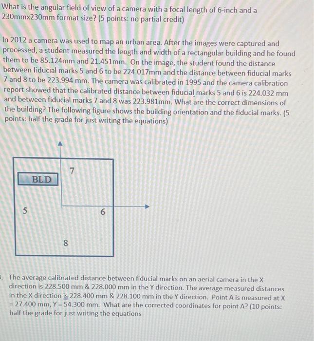 Solved What is the angular field of view of a camera with a | Chegg.com