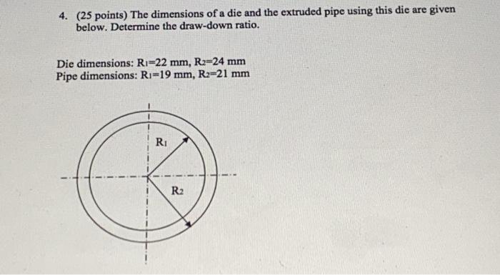 Solved 4. (25 points) The dimensions of a die and the | Chegg.com