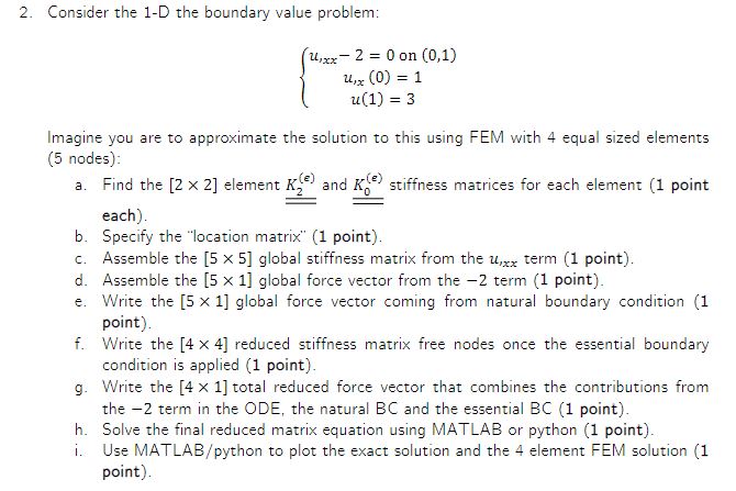 Solved Consider the 1-D the boundary value | Chegg.com
