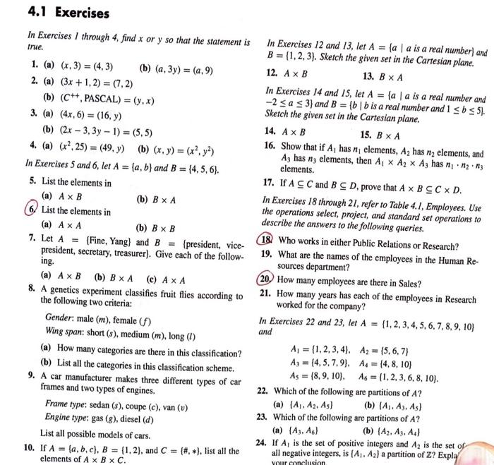 Solved In Exercises 1 through 4, find x or y so that the | Chegg.com