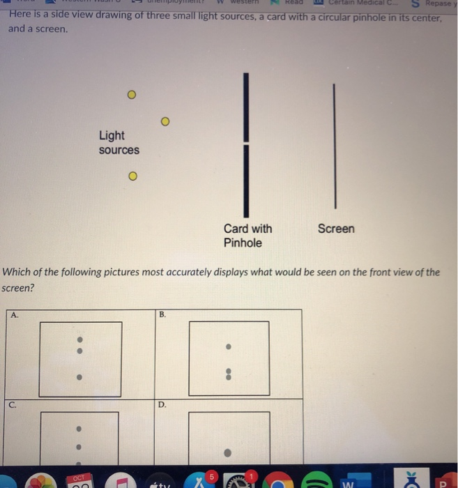 Solved Here is a side view drawing of three small light | Chegg.com