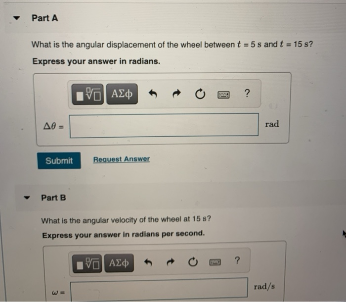Solved Part A What is the angular displacement of the wheel | Chegg.com
