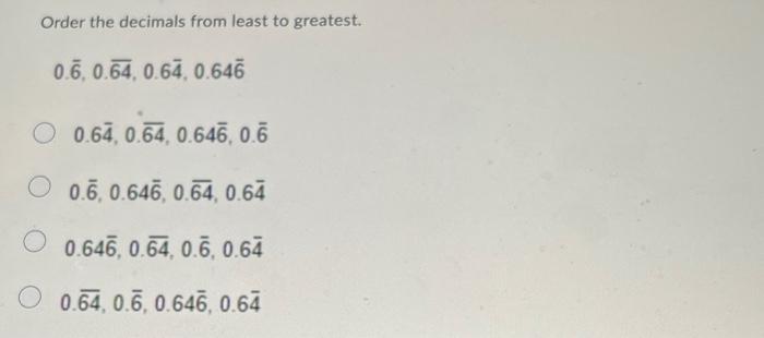 Solved Order the decimals from least to greatest. | Chegg.com