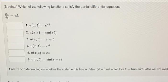 Solved (5 points) Which of the following functions satisfy | Chegg.com