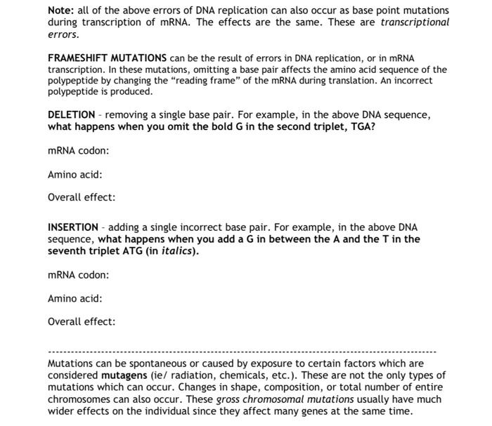 Solved Mutations Consider the following DNA sequence: 3' - | Chegg.com