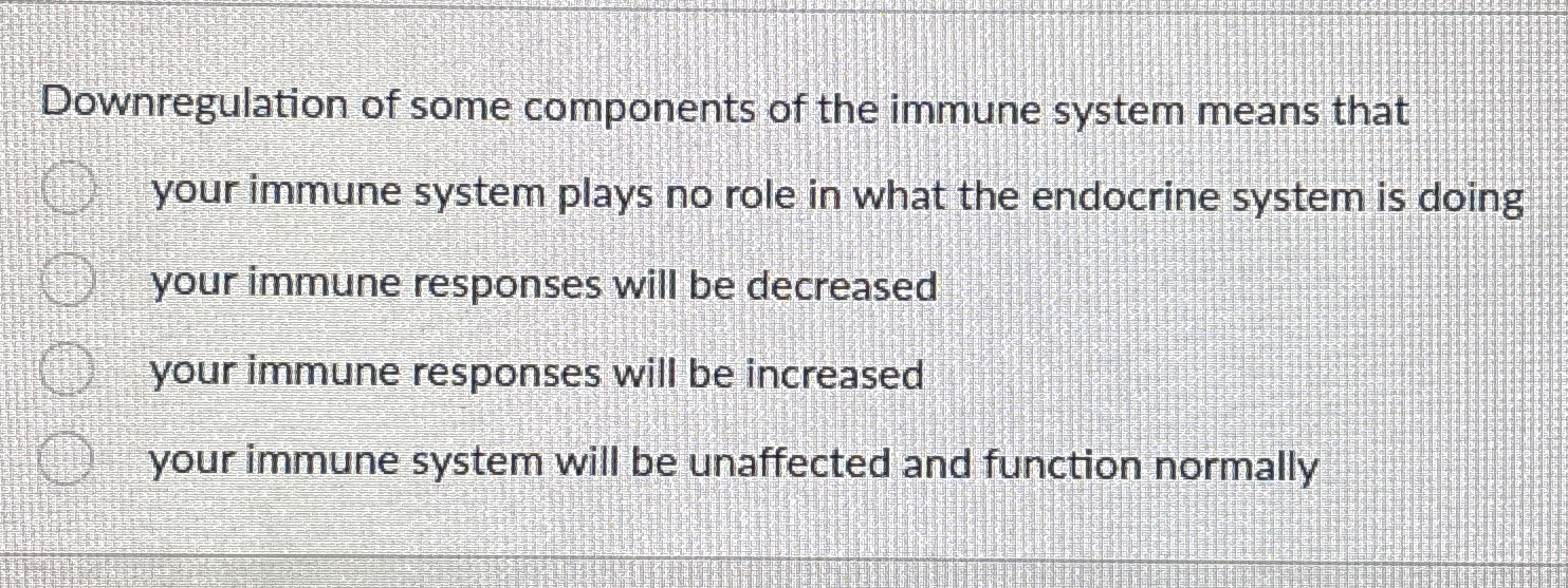 Solved Downregulation of some components of the immune | Chegg.com