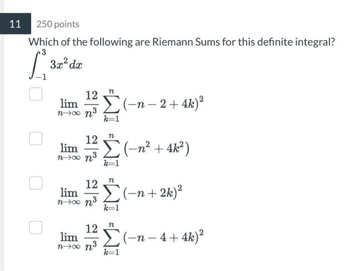 Solved Which of the following are Riemann Sums for this | Chegg.com