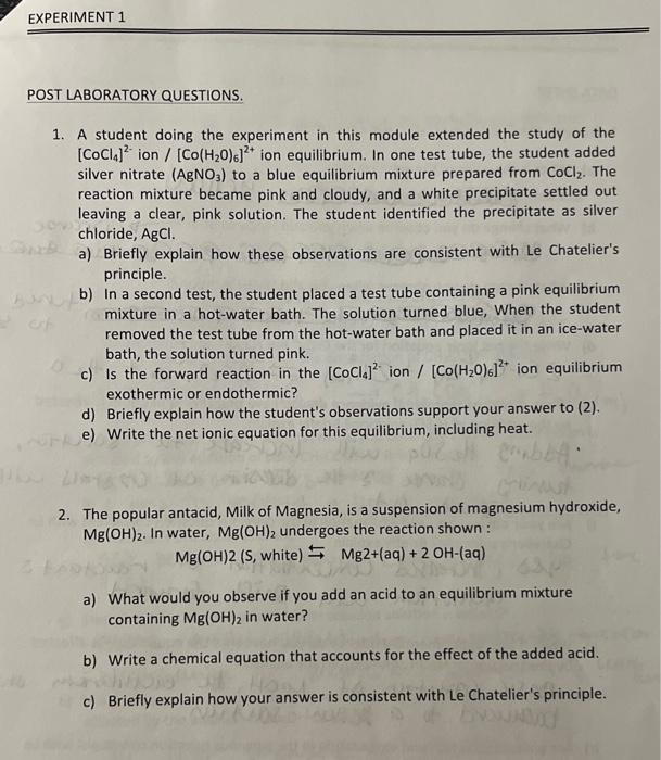 Solved 1. A student doing the experiment in this module | Chegg.com