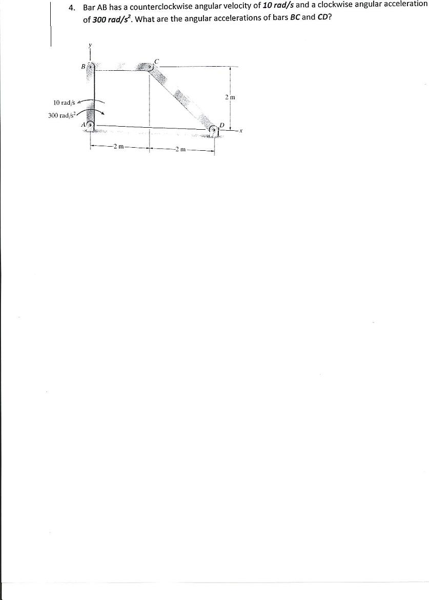 Bar AB has a counterclockwise angular velocity of 10 | Chegg.com